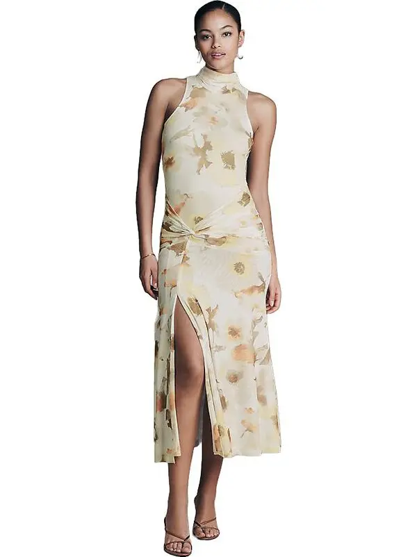 Bardot Leanna Sleeveless Mock-neck Midi Dress - Ivory Floral