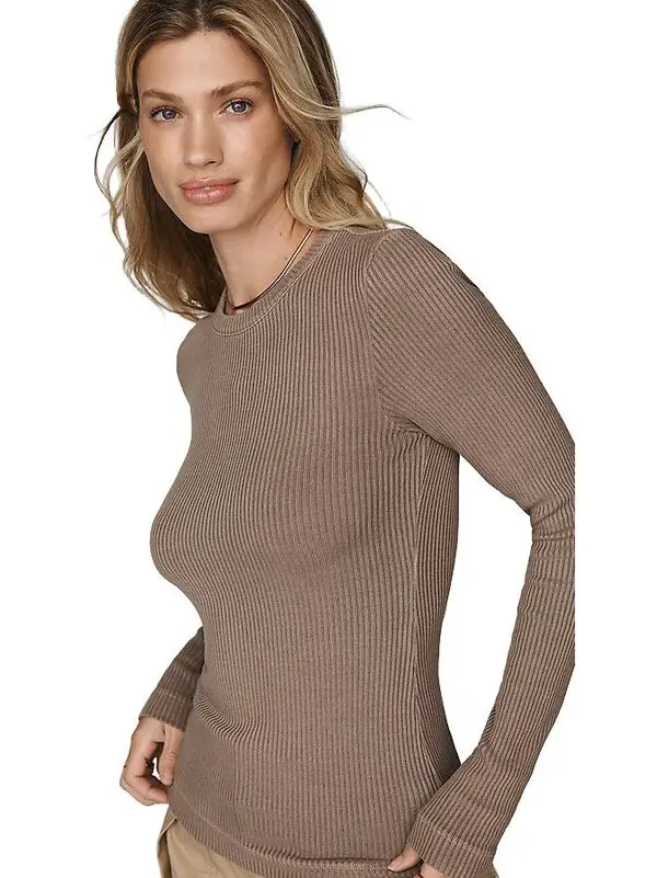 Citizens Of Humanity Ribbed Long-sleeve Crewneck Pullover - Cocoa