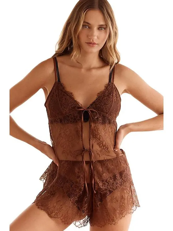 LYREBIRD Lace Flyaway Cami - Chocolate Lab