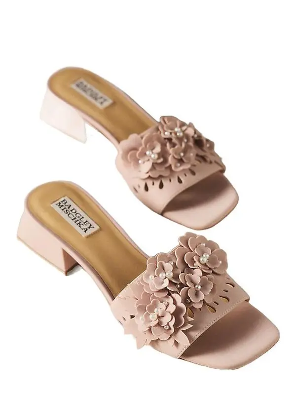 Badgley Mischka Oralia Low Block Slide Sandals - Pink