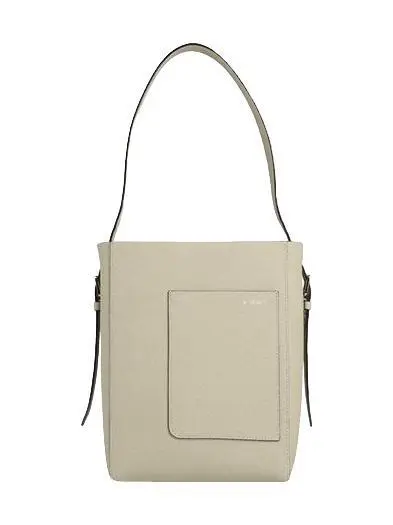 VALEXTRA Calfskin Shoulder Bucket Bag - Sage Green