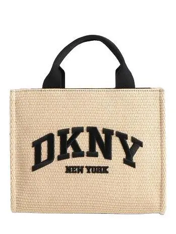 Dkny Handbag In Raffia And Gabardine - Beige