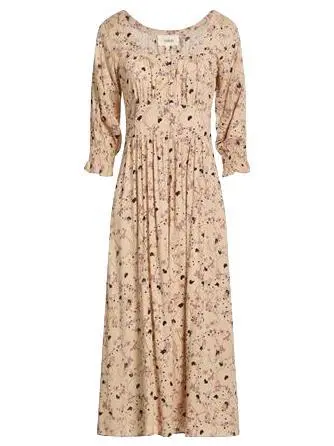 Ba&sh Floral Print Gathered Midi Dress - Blush