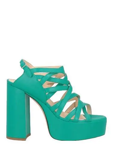 Agl Leather Platform Sandals - Green