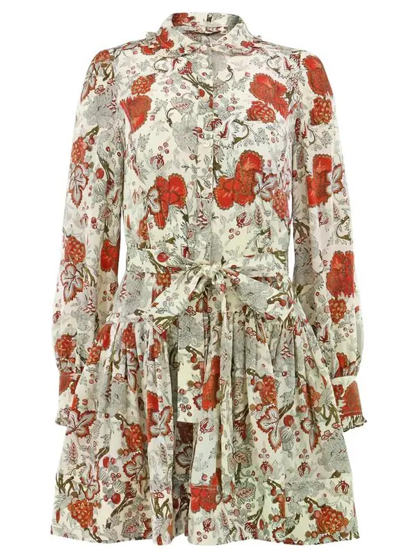 Ulla Johnson Simona Floral Ruffled Mini Dress - Neutrals