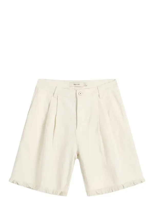 BRAM'S FRUIT Twill Shorts With Distressed Hem - Beige