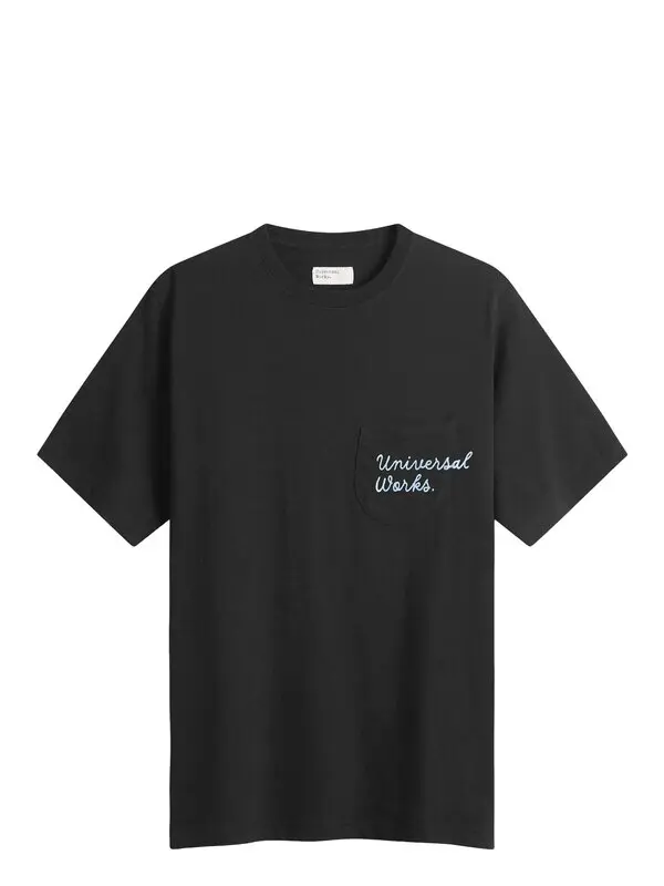 Universal Works Script Logo Pocket T-shirt - Black