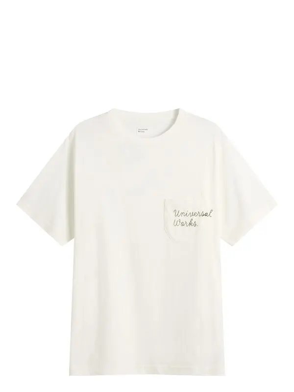 Universal Works Script Logo Pocket T-shirt - Ecru