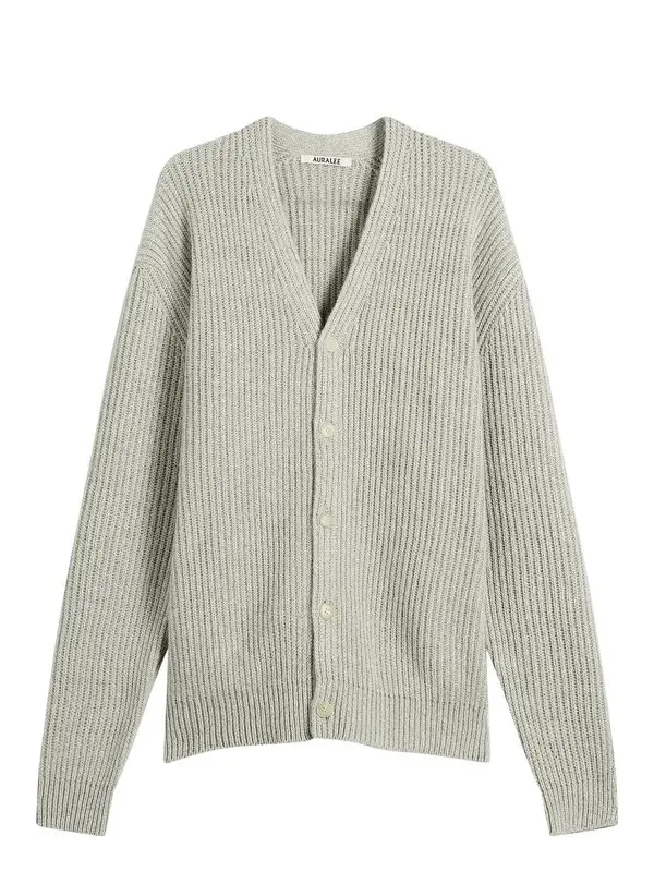Auralee Cashmere Silk Melange Knit Cardigan - Mix Mint Gray