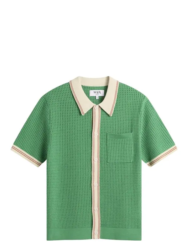 WAX LONDON Belle Tipped Pointelle Shirt - Green/ecru
