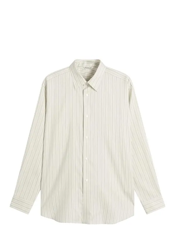 Auralee Cotton Silk Stripe Shirt - Ivory Stripe