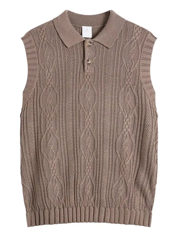 JORDAN Cable Knit Golf Vest - Olive Grey