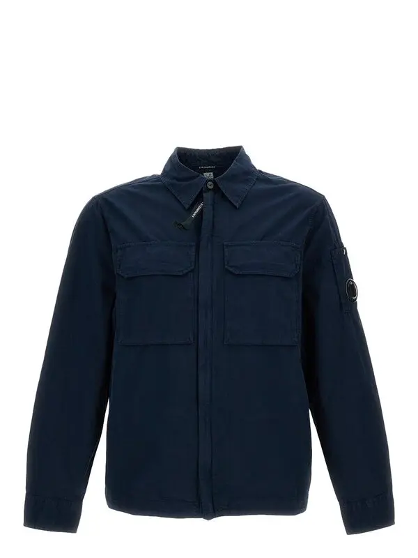 C.P. COMPANY Giacca/camicia Over Con Zip In Gabardine Organico - Blu