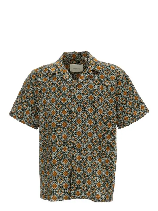 LES DEUX Short-sleeved Shirt With Arabesque Pattern - Green