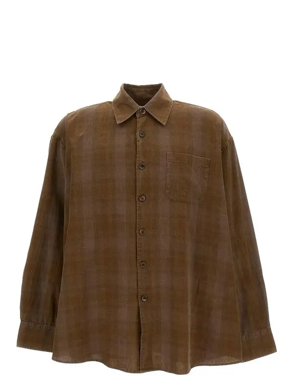 Our Legacy Borrowed Shirt With Check Pattern - Brown