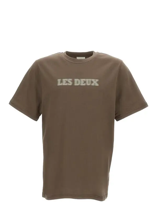 LES DEUX Short-sleeved Shirt With Print - Brown