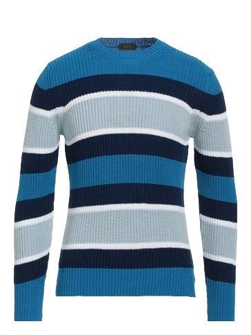 ZANONE Striped Cotton Crewneck Sweater - Azure