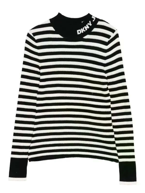 Dkny Long-sleeve Striped Sweater - Black