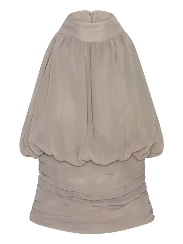 ROTATE BY BIRGER CHRISTENSEN Chiffon Ruched Blouse - Brown
