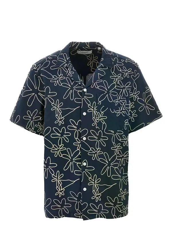 FORET Floral-embroidery Shirt - Blue