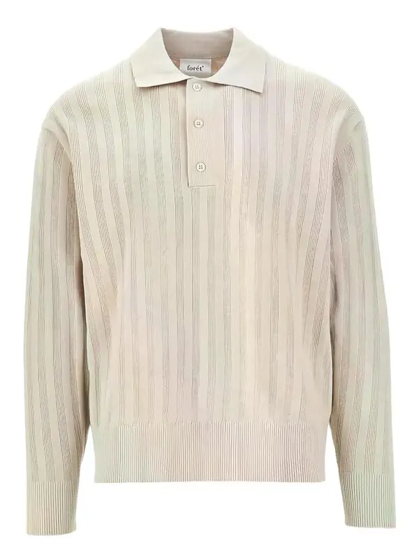 FORET Striped-pattern Polo Shirt - Neutrals