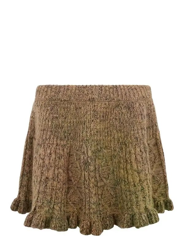 Valentino Garavani Cable-knit Ruffled Skirt - Brown