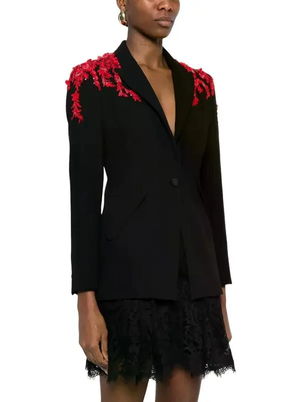 IMROSKA Shoulder-embellished Blazer - Black