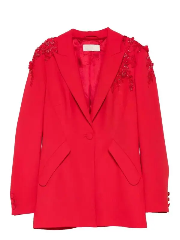 IMROSKA Floral Embellished Blazer - Red