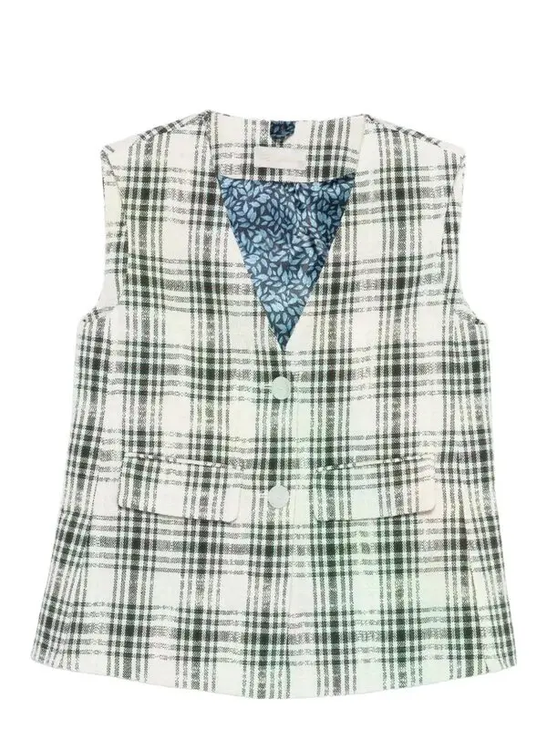IMROSKA Check-pattern Buttoned Gilet - Neutrals
