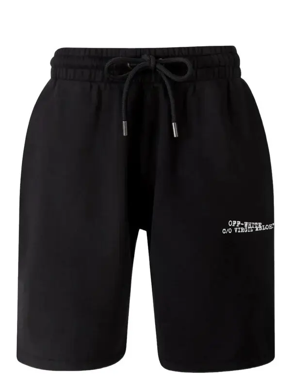 Off-White Printed Drawstring Shorts - Black