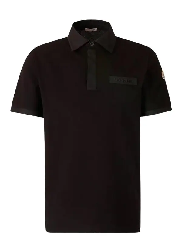 Moncler Logo-stitched Short-sleeve Polo Shirt - Black