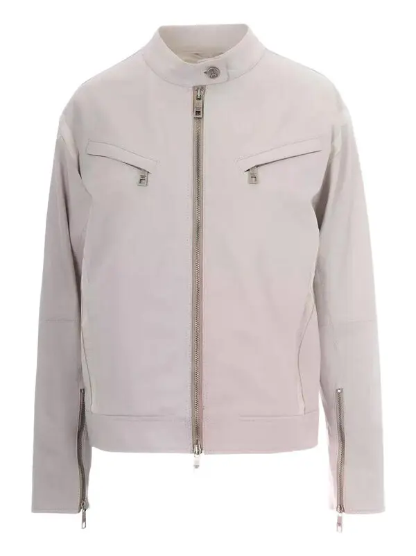 Patrizia Pepe Zipped Leather Jacket - Neutrals