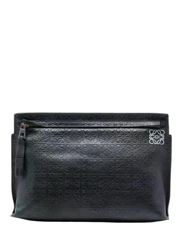 Loewe 2017 Embossed Anagram T Clutch - Black