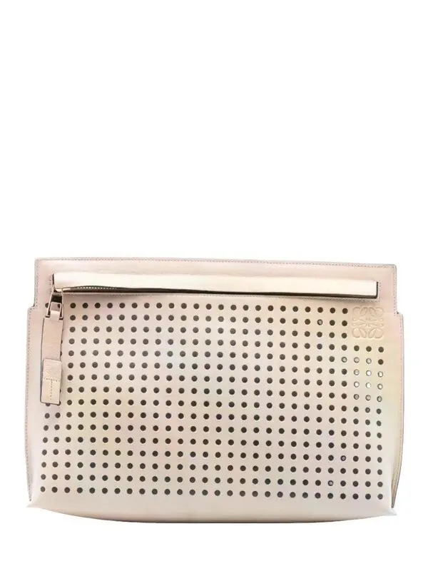 Loewe 2016 Perforated Anagram Clutch Bag - Brown