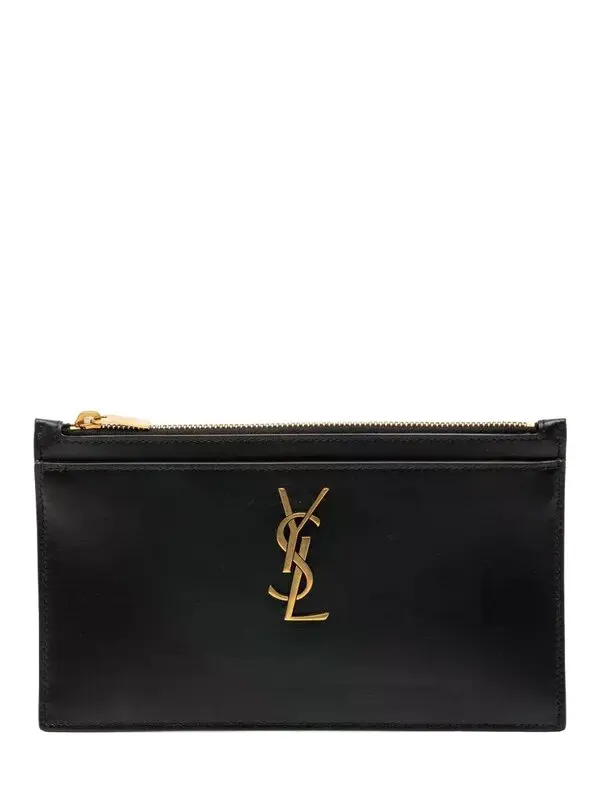Saint Laurent 2023 Leather Monogram Bill Pouch - Black