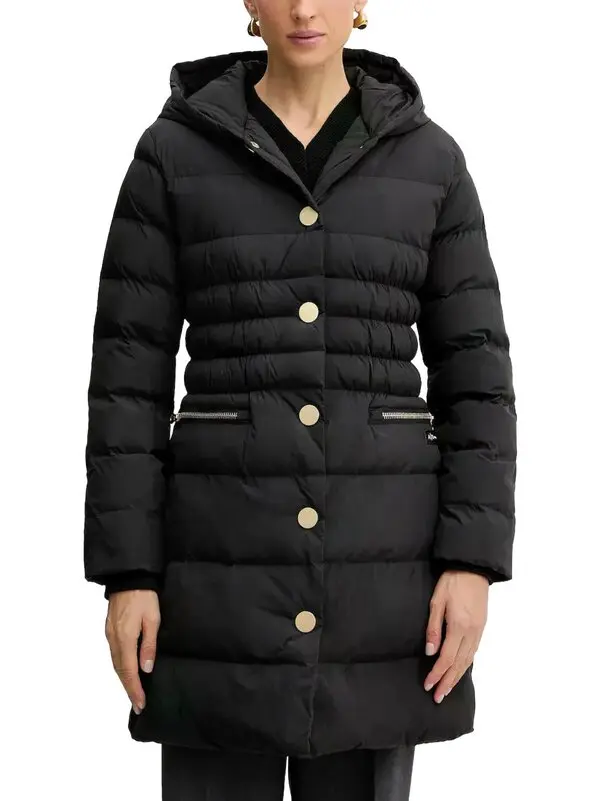 Armani Exchange Hooded Puffer Jacket With Buttons - Black