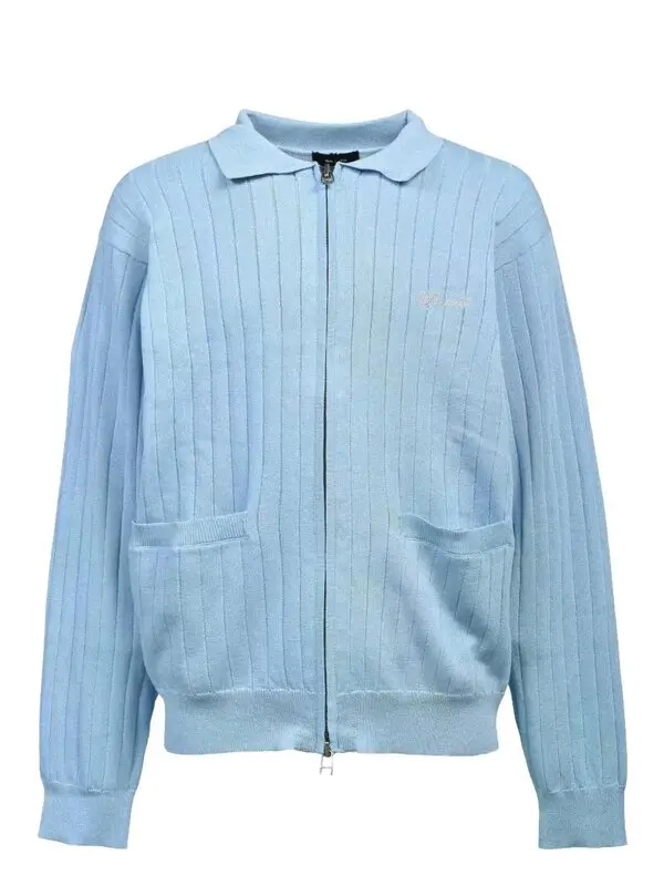 BREATH Ribbed Zip-up Cardigan - Blue