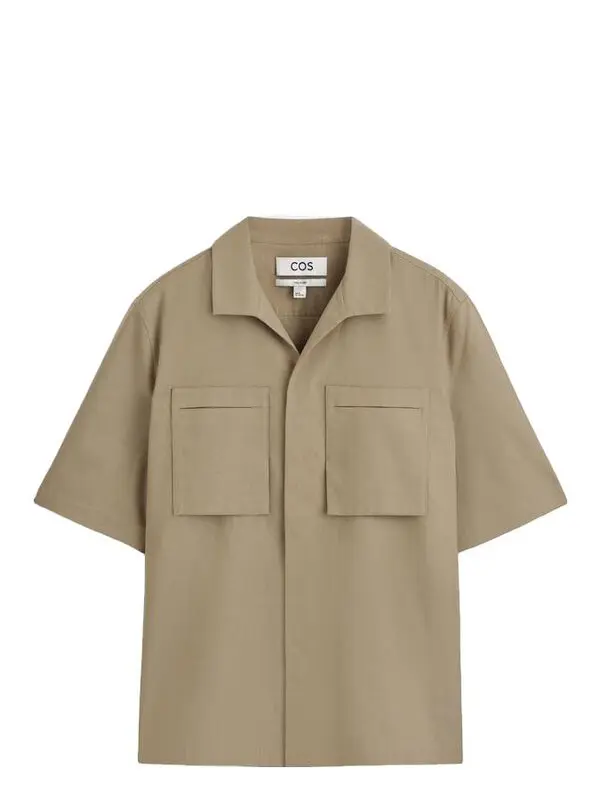 Cos Cotton Utility Shirt - Beige