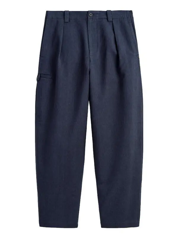 Cos Cotton-blend Barrel-leg Utility Trousers - Navy
