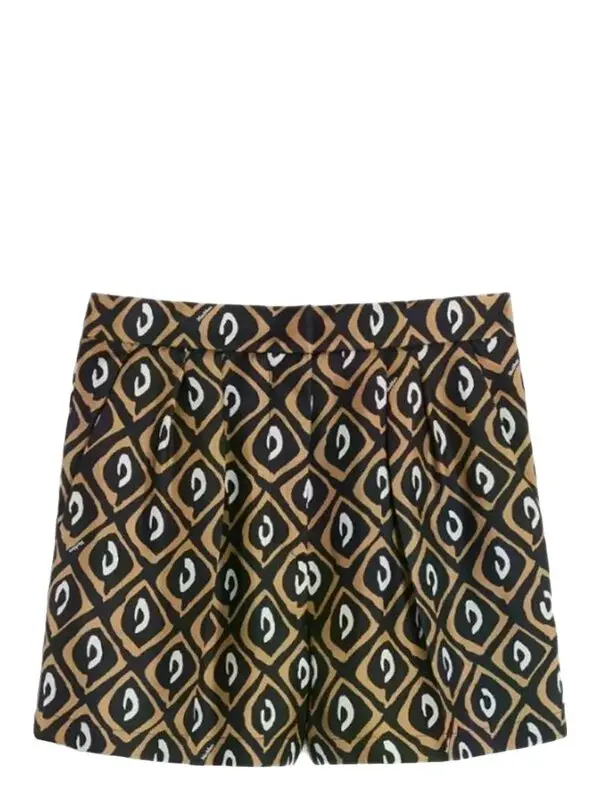 Max Mara Geometric Print Pleated Shorts - Black