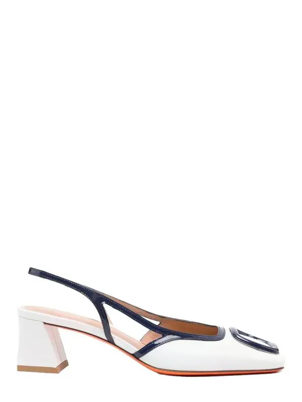 Santoni Leather Slingback Pumps - White