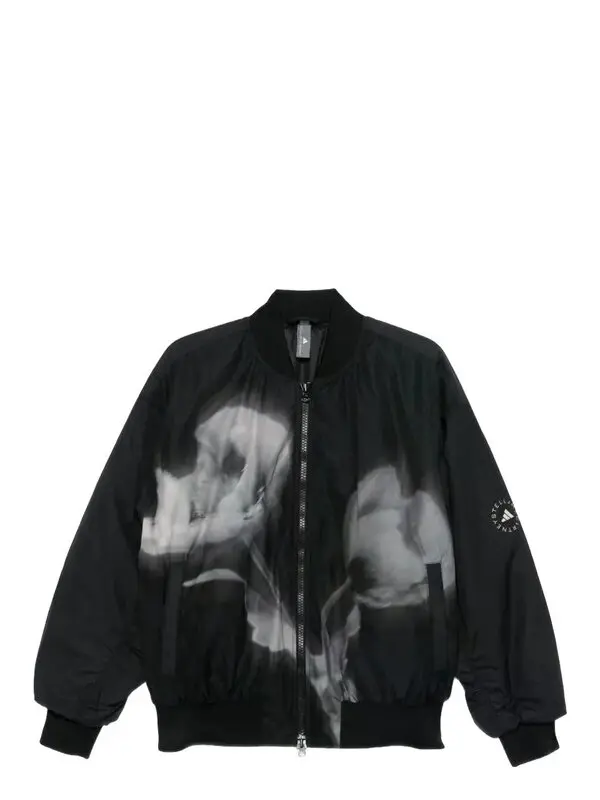 Adidas By Stella McCartney Floral Print Bomber Jacket - Black
