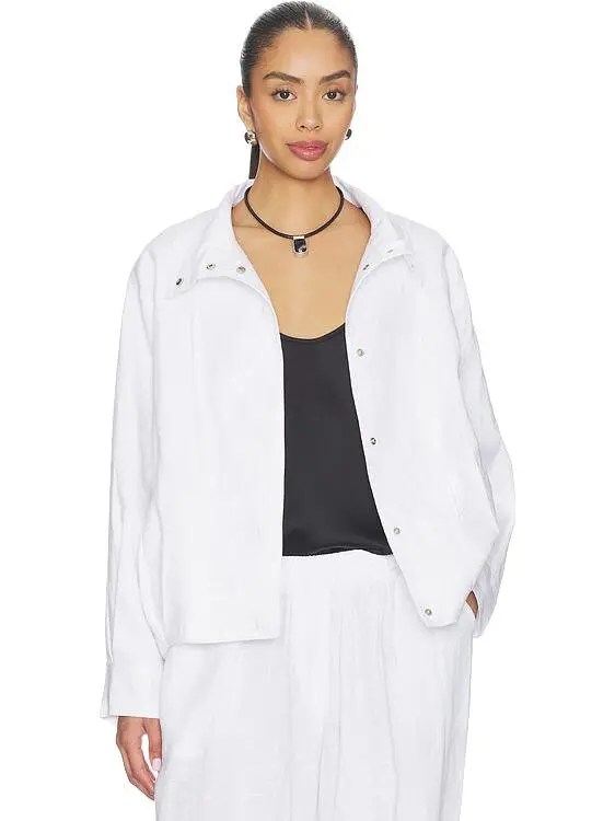 AEXAE Linen Bomber Jacket - White