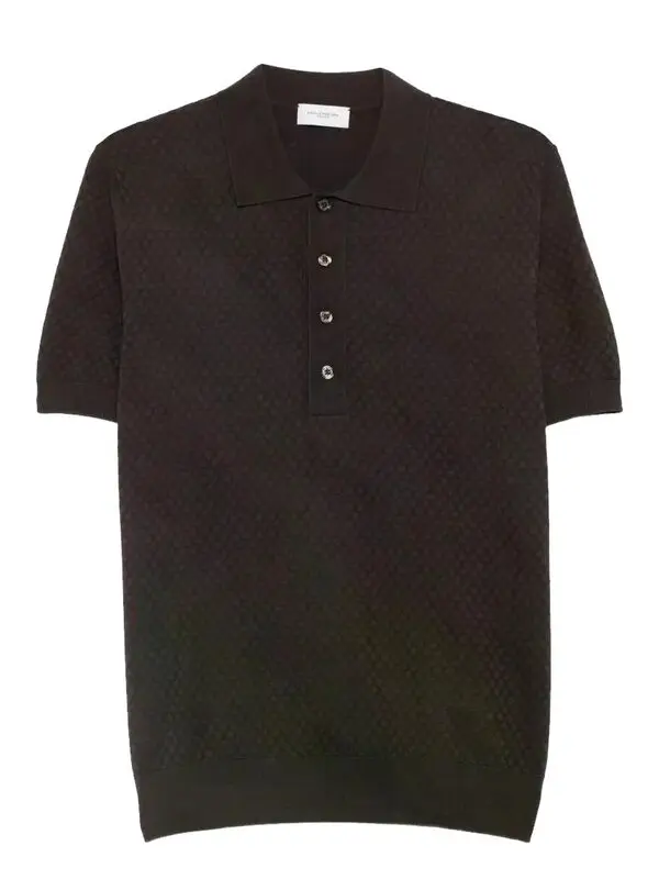 PAOLO PECORA Textured Polo Shirt - Brown