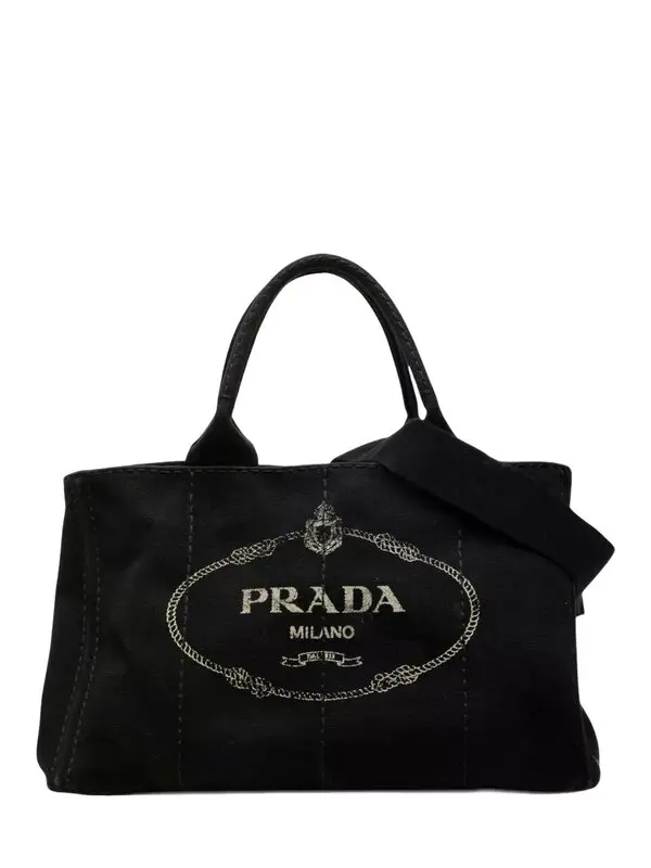 Prada Canvas Canapa Logo Satchel - Black