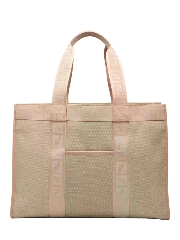 Fendi Zucca Trimmed Canvas Tote Bag - Brown