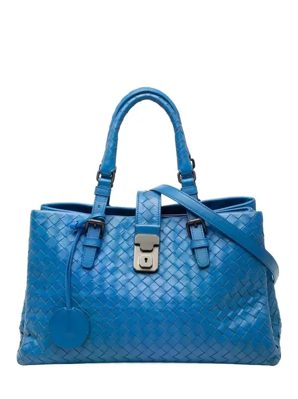 Bottega Veneta Small Nappa Intrecciato Roma Satchel - Blue