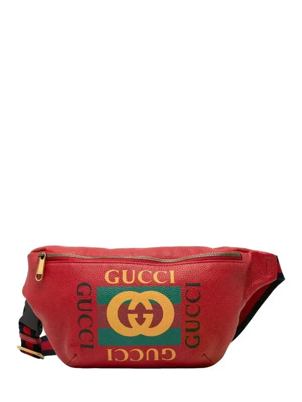Gucci Leather Logo Belt Bag - Red