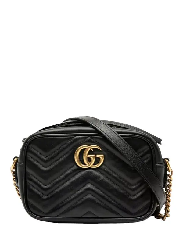Gucci Mini Gg Marmont Matelasse Leather Crossbody Bag - Black
