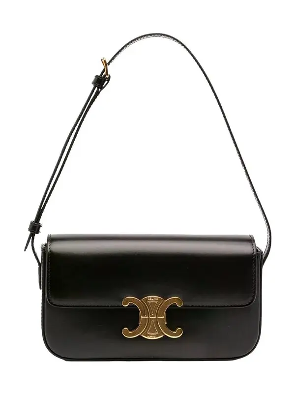 Celine 2023 Calfskin Triomphe Claude Shoulder Bag - Black